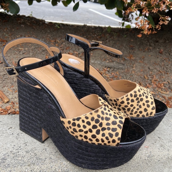 ASOS | Shoes | Asos Cheetah Platforms Sandals Calf Hair Wedge Sz 6 ...